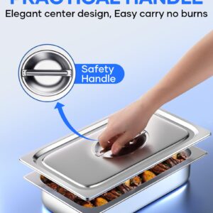 WantJoin 6-Pack Full Size Hotel Pan Cover,Lid with Handle, Stainless Steel Steam Table Pan Lid,Food Pan Cover, Catering Food Pan Cover,Chafer Pan Cover,Chafing Pan Cover