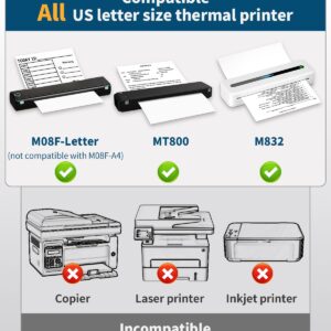 US Letter Thermal Paper - 8.5” x 11” Quick-Dry Letter Paper, Compatible with Phomemo M08F-Letter M832 M831 M833 M834 M835 Q301 Q302 & Brother-Letter Thermal Printer for Documents Contracts, 200 Sheets