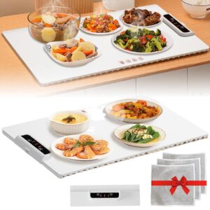 fllora food warmer mat, adjustable food warmer, silicone electric heating tray for food - full surface heating, nano-material, silicone heating tray roll up, 3 temperatures, auto shut off (1set)