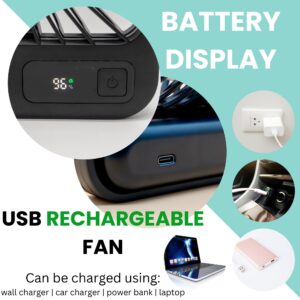 Fan for Cruise Ship Cabin Approved with Magnetic Hook - Fan with Magnetic Base Hook, USB Rechargeable - Battery Powered Portable Travel Fan for Cruise, Travel Fan for Sleeping, The Original Cruise Fan