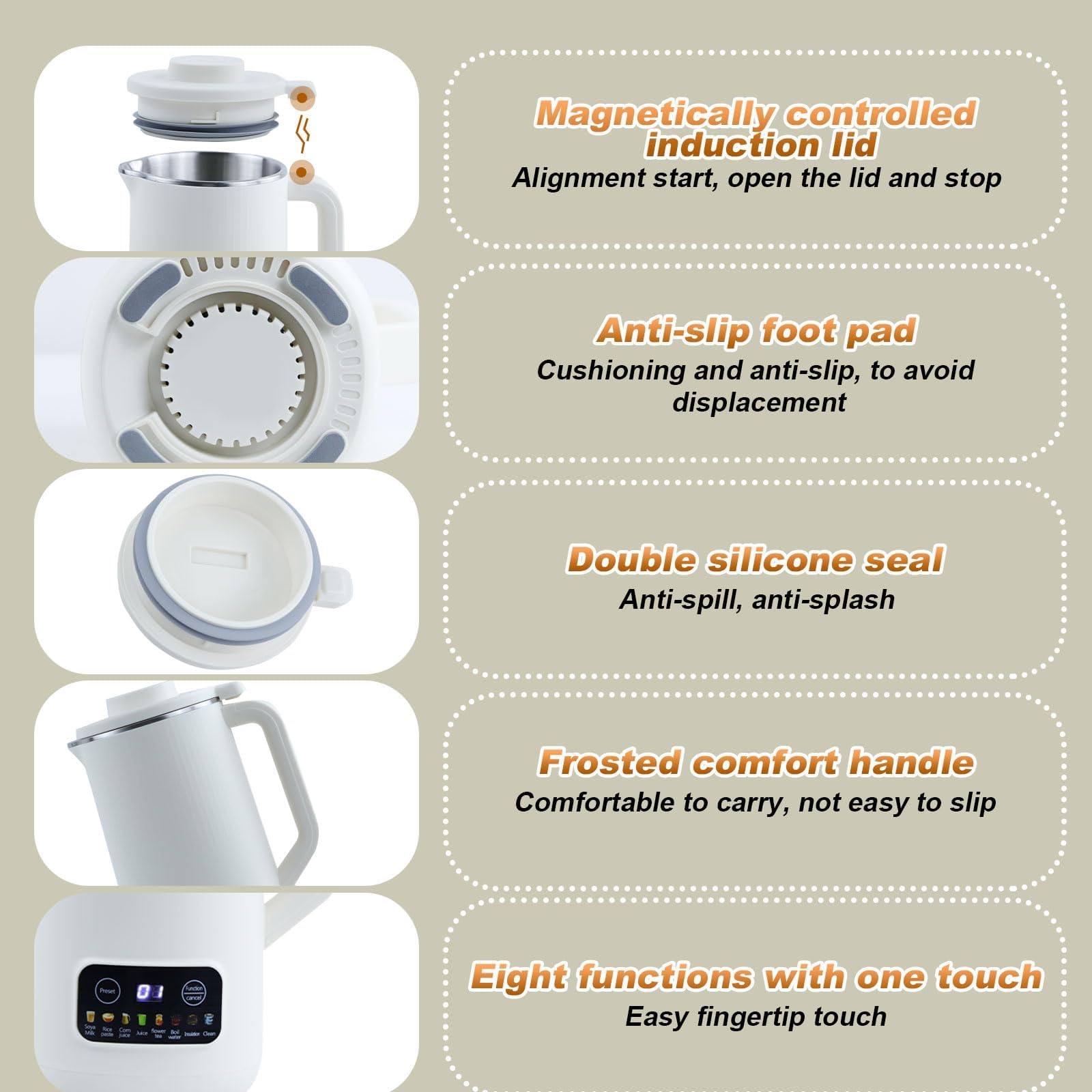 Yabound Nut Milk Maker, Automatic Soy Milk Maker, 20oz Nut Milk Maker Machine with Delay Start Keep Warm Self-Cleaning, Almond Milk Machin for Homemade Plant-Based Milk, Oat, Soy, Yogurt (White)