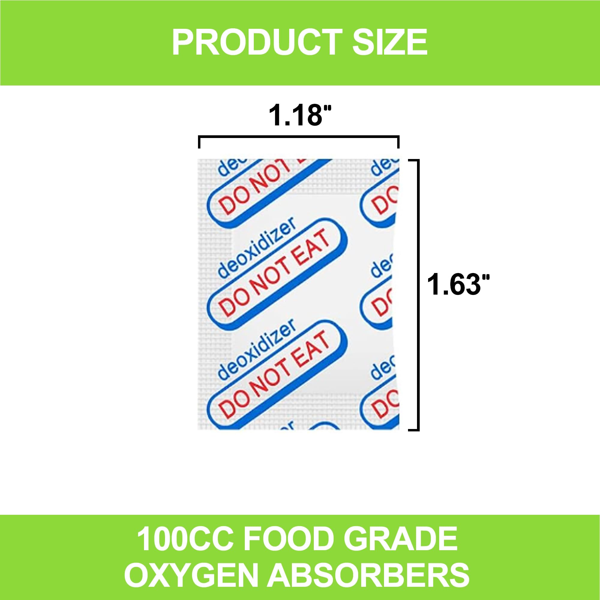 100cc Oxygen Absorbers for Food Storage - 120 Packs(12 x Packs of 10), Food Grade Oxygen Absorbers for Food Storage with Oxygen Indicator, Applicable to Mylar Bags, Mason Jars, and Vacuum Bags