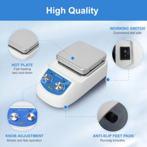 WEST TUNE Magnetic Stirrer Hot Plate Mixer Max 2000RPM Capacity 2000ML 4.7x4.7 inch Hotplate Stirrer Max 380℃/716℉