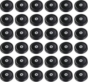 36 pcs mason jar lids regular mouth, mason jar lids with straw hole, stainless steel mason canning lids regular mouth, leak proof reusable ball canning lids for food storage, black