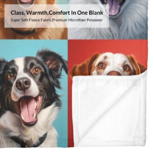 Naniopick Happy Dogs Print Throw Blanket 350 GSM Puppy Blanket Throw Gifts for Kids Baby Girls Boys Pet Breathable Fluffy Flannel Blanket for Sofa Couch Birthday Graduation 50x60in