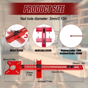 HSOKEW 4 in 1 Router Milling Groove Bracket, with Automatic Center Punch-Router, Quick Milling Round Grooves/Cut Round Block/Engrave Round Center/Measure Right Angle (Metric)