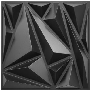 stickgoo 33 pack 3d wall panels for interior wall decor, black diamond design accent wall decor, 12''x12'' modern wall panels for gaming room bedroom tv background