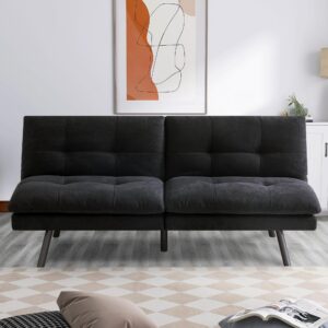 hcore sofa couch memory foam futon bed sofabed, dark black