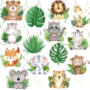 35pcs jungle animals hanging swirl wild one party birthday decor jungle safari animal themed wild one birthday party swirls streamers supplies for baby shower decorations