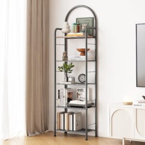 covaoqd book shelf 5 tier slim bookshelf standing shelf slim shelving unit for bedroom, bathroom, home office