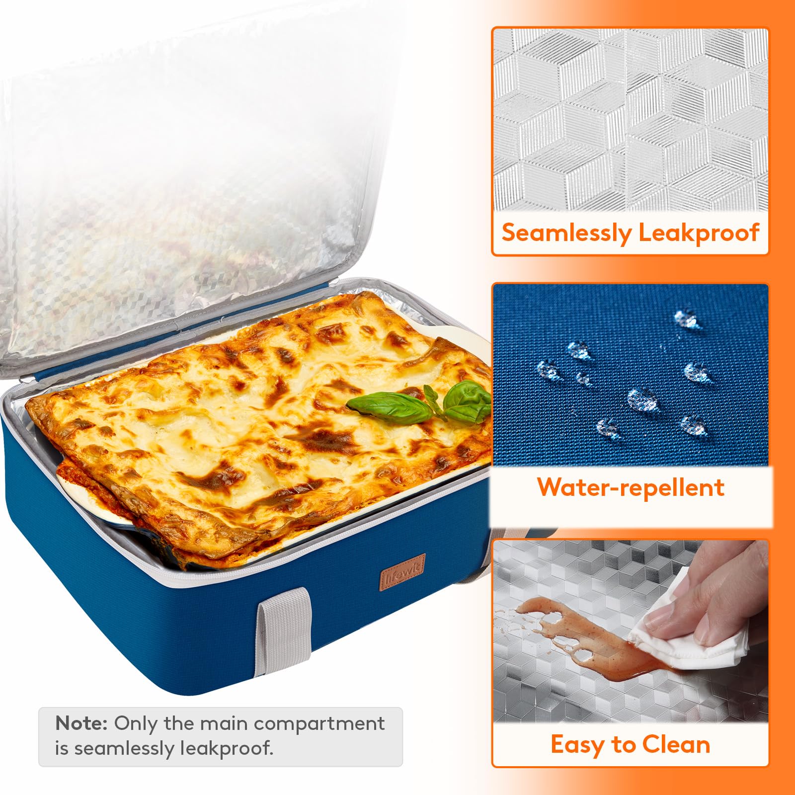 Lifewit Insulated Casserole Carrier for Hot or Cold Food, Casserole Dish with Lid and Carrying Case, Lasagna Holder for Potluck Parties/Picnic/Cookouts, Fits 9"x13" Baking Dish, Pure Blue