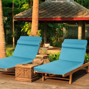 MABOZOO Outdoor Chaise Lounge Cushion with Adjustable Head Pillow,Waterproof & UV-Proof High Back Patio Chair Cushions,Patio Bench Cushion for Indoor Outdoor（Blue）