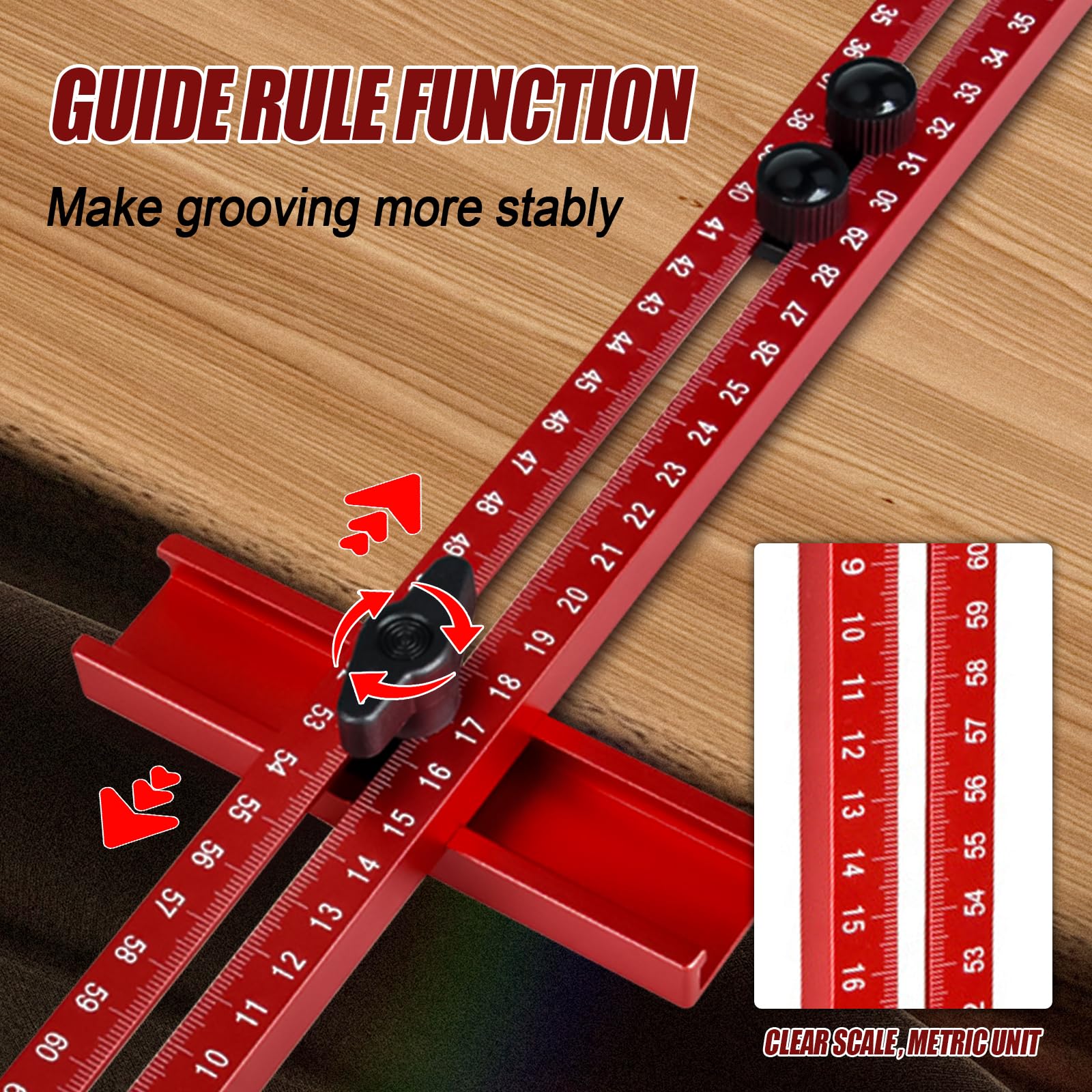 HSOKEW 4 in 1 Router Milling Groove Bracket, with Automatic Center Punch-Router, Quick Milling Round Grooves/Cut Round Block/Engrave Round Center/Measure Right Angle (Metric)