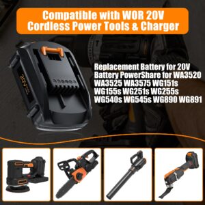 Bonacell 2Pack 4.0Ah Lithium Replacement for Worx Battery 20V WA3520 WA3525 WG151s WG155s WG251s WG255s WG540s WG545s WG890 WG891 Compatible with Worx Battery 20V Battery PowerShare Cordless Tools