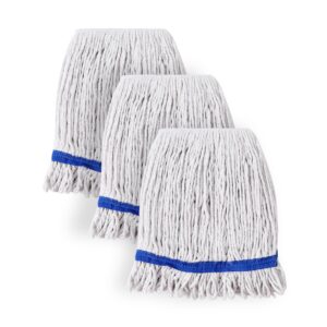 eyliden 3 pack mop heads replacement, universal commercial mops for floor cleaning, looped-end cotton mop head refills for multi-surface, home industrial wood tile