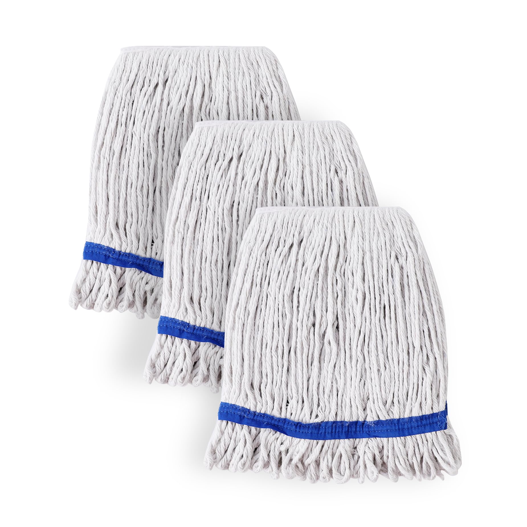 Eyliden 3 Pack Mop Heads Replacement, Universal Commercial Mops for Floor Cleaning, Looped-End Cotton Mop Head Refills for Multi-Surface, Home Industrial Wood Tile