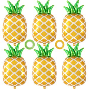 pineapple balloons, 6 pcs cute pineapple foil balloons, large fruit mylar balloons for pineapple summer themed party decoration birthday baby shower