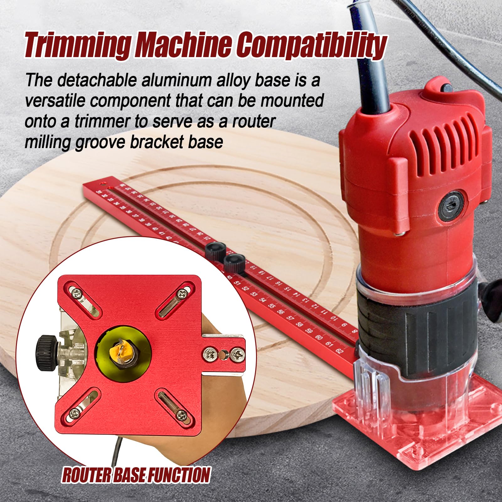 HSOKEW 4 in 1 Router Milling Groove Bracket, with Automatic Center Punch-Router, Quick Milling Round Grooves/Cut Round Block/Engrave Round Center/Measure Right Angle (Metric)