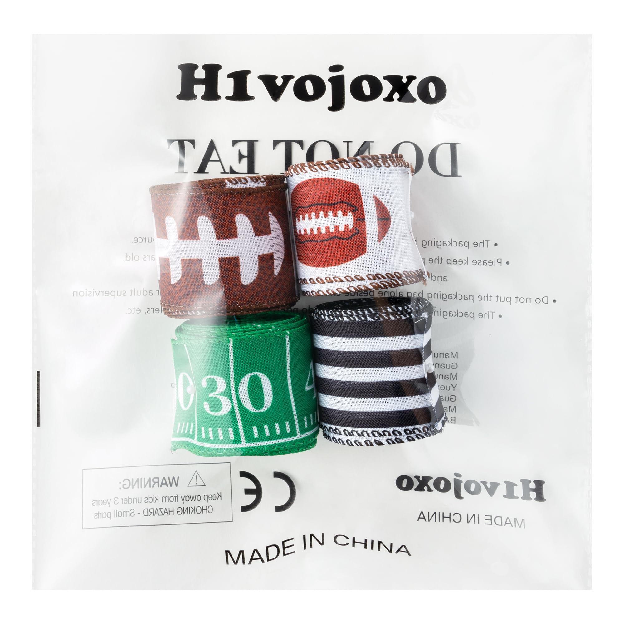 H1vojoxo Football Wired Edge Ribbon - 4 Rolls 24 Yards Brown Green Football Burlap Ribbon for Football Game, Rugby Pastel Wired Ribbon for Bow Wreaths, Football Theme Fabric Ribbon for DIY Craft