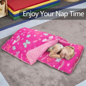 Nap Mat: Soft Portable Sleeping Bag Detachable Pillow Mat Blanket 3" Thickened Extra Large Kids Toddler Mats for Preschool and Daycare