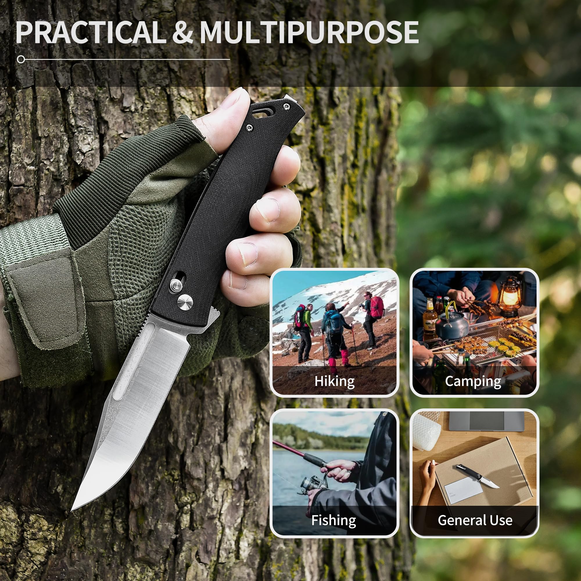 Cohesion Pocket Knife for Men and Women, EDC Knife with Pocket Clip, Folding Knife Utility Knife for Outdoor Camping Hiking