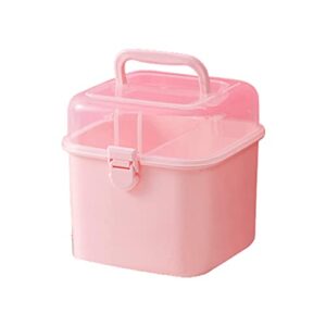 YS0911 For Creative Pink Plastic Storage Box With Handle Multi Layers Kids Children Hair Accessories Container Bin Portable Multipurpose Jewelry Art Crafts Organizer Kids Hair Container