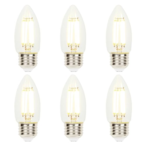 Westinghouse 5309020 6.5 Watt (100 Watt Equivalent) B11 Dimmable Clear Filament LED Light Bulb, Medium Base, 6 Pack