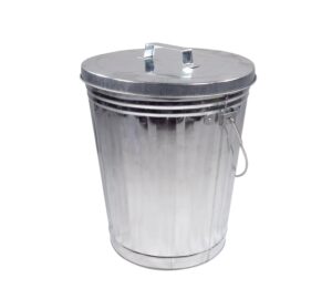 mytee products galvanized trash can w/lid ideal for trailers - 6 gallon steel mounted small outdoor garbage can for home, office, bathroom, kitchen - fire and heat resistant