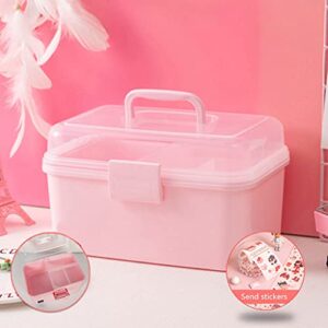 YS0911 For Creative Pink Plastic Storage Box With Handle Multi Layers Kids Children Hair Accessories Container Bin Portable Multipurpose Jewelry Art Crafts Organizer Kids Hair Container