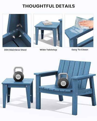 SERWALL Adirondack Chair Set, Includes Adirondack Chairs Set of 4 and 2 Piece Outdoor Side Table- Navy