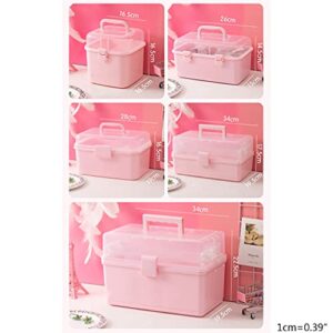 YS0911 For Creative Pink Plastic Storage Box With Handle Multi Layers Kids Children Hair Accessories Container Bin Portable Multipurpose Jewelry Art Crafts Organizer Kids Hair Container