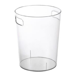 sleek round clear waste basket desktop trash bin with convenient handles for home or office, 15x15cm