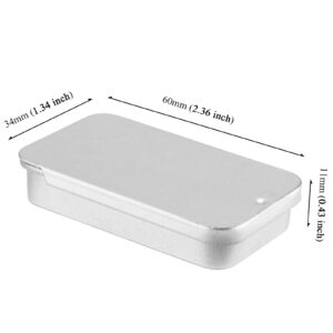 TAICHEUT 50 PCS Slide Top Tin Small, 6 x 3.4 x 1.1 cm Metal Slide Top Tin Rectangular Sliding Lid Tin Box Bulk for Lip Balm, Jewelry, Candies, Crafts Storage