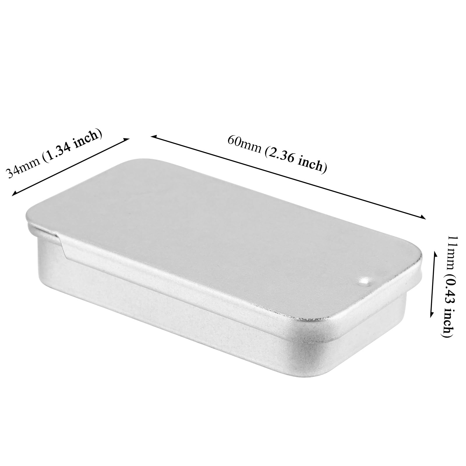 TAICHEUT 50 PCS Slide Top Tin Small, 6 x 3.4 x 1.1 cm Metal Slide Top Tin Rectangular Sliding Lid Tin Box Bulk for Lip Balm, Jewelry, Candies, Crafts Storage