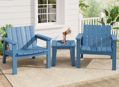 SERWALL Adirondack Chair Set, Includes Adirondack Chairs Set of 4 and 2 Piece Outdoor Side Table- Navy