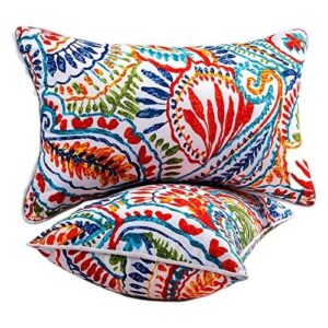 xxpilos outdoor lumbar pillows - decorative pillows with insert included set of 2 outdoor pillows for patio furniture 12x20 inch