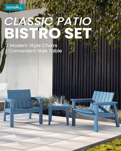 SERWALL Adirondack Chair Set, Includes Adirondack Chairs Set of 4 and 2 Piece Outdoor Side Table- Navy