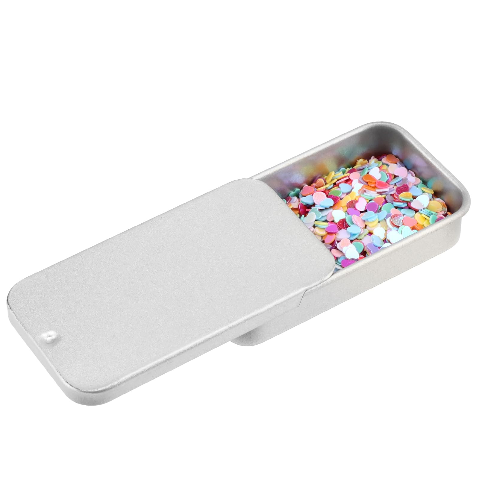 TAICHEUT 50 PCS Slide Top Tin Small, 6 x 3.4 x 1.1 cm Metal Slide Top Tin Rectangular Sliding Lid Tin Box Bulk for Lip Balm, Jewelry, Candies, Crafts Storage