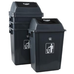 bblina 4 packs 13 gallons large trash can with lid, plastic garbage bin for indoors or outdoors