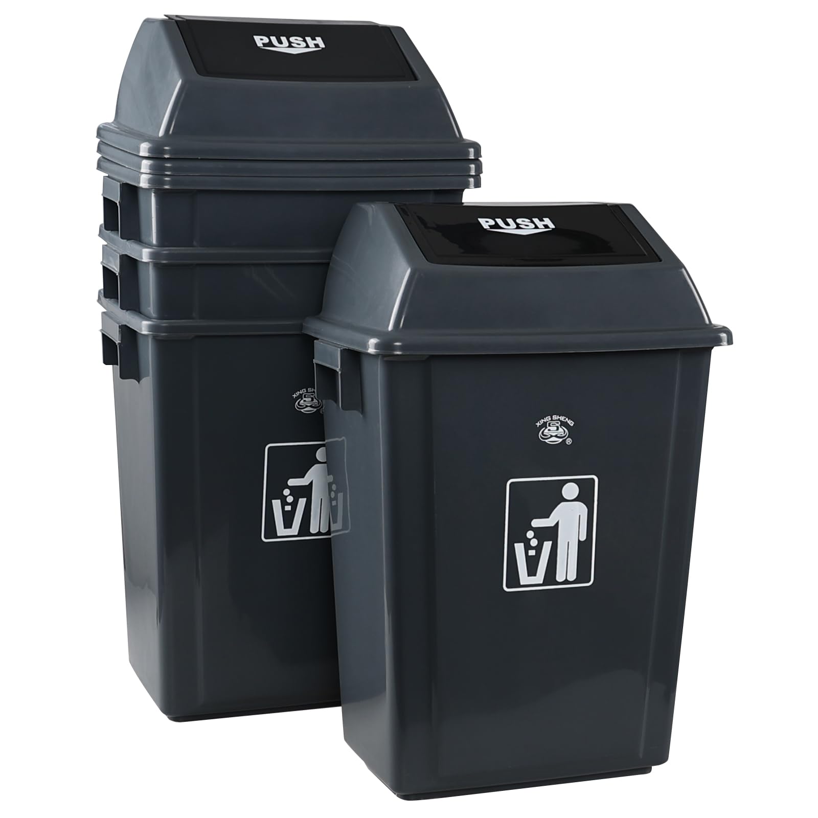 Bblina 4 Packs 13 Gallons Large Trash Can with Lid, Plastic Garbage Bin for Indoors or Outdoors