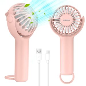 nonlock 2 in 1 portable handheld fan,mini personal fan,neck fan,powerful cooling fan,small desk fan,quiet hand fan,camping beach travel fan,usb rechargeable, birthday gifts for women men(pink)