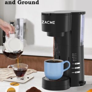 ZACME Single Serve Coffee Maker for K Cups&Ground Coffee with Milk Frother, 3 in 1 Small Single Cup Coffee Machine, 28oz Water Thank, 6 to 14 oz Brew Sizes