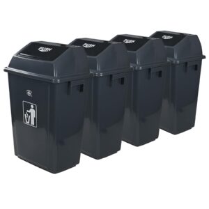 Bblina 4 Packs 13 Gallons Large Trash Can with Lid, Plastic Garbage Bin for Indoors or Outdoors