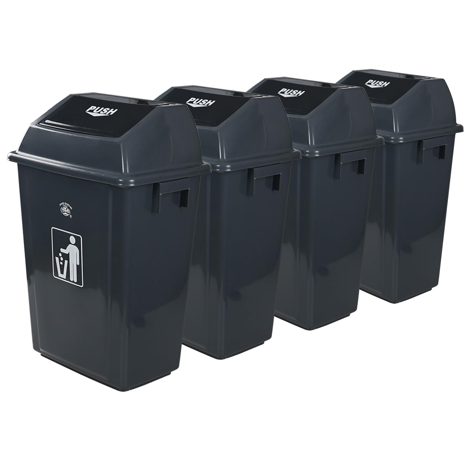 Bblina 4 Packs 13 Gallons Large Trash Can with Lid, Plastic Garbage Bin for Indoors or Outdoors