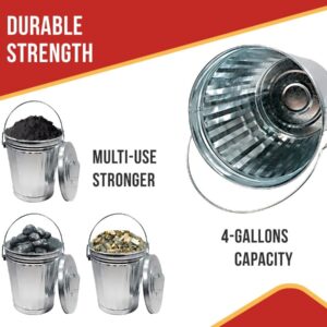 Mytee Products Galvanized Trash Can w/Lid Ideal for Trailers - 6 Gallon Steel Mounted Small Outdoor Garbage Can for Home, Office, Bathroom, Kitchen - Fire and Heat Resistant