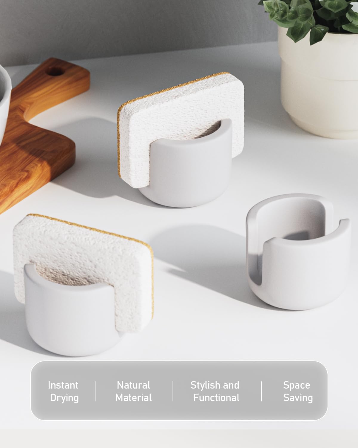 Diatomite Sponge Holder for Kitchen Sink, Diatomite Quick Dry Sponge Holder, Dish Stone Sponge Holder for Kitchen Sink, Diatomaceous Earth Sponge Holder