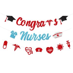 congrats nurse banner nurse glitter graduation banner party decorations class of 2024 congrats rn bsn congrats nurse grad party decor garland nursing school graduate favors