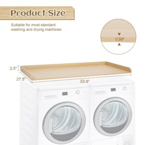 Gtouse Washer Dryer Countertop and Shelves, 54x27.5inch, Laundry Countertop Over Washer and Dryer, Wood Cover for Washer and Dryer Top with Edge Rails, Dryer Countertop