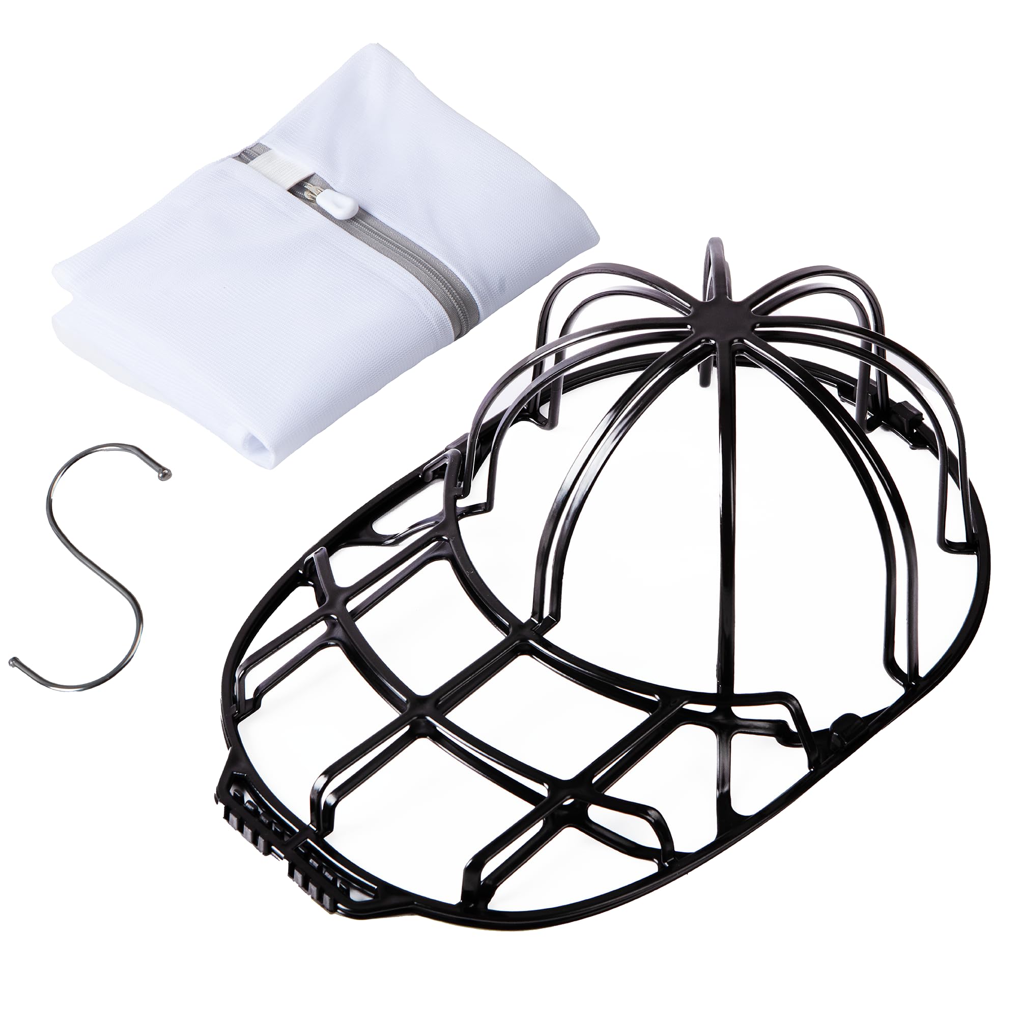 Sunrise Six Essentials Baseball Hat Washer Cage - Baseball Cap Washing Cage to Keep Your Hats Looking Good - Baseball Hat Cleaner with S Hook and Zipper Mesh Bag Included