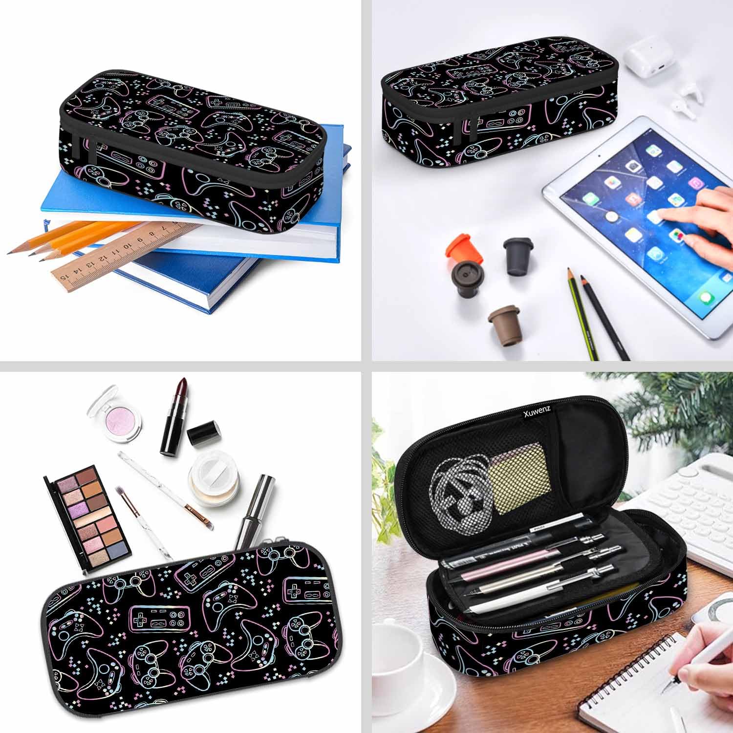 Xuwenz Video Game Pencil Case Organizer Game Handle Cool Game Pad Control Stationery Box Makeup Box School Supply for Boy Girl Men Women